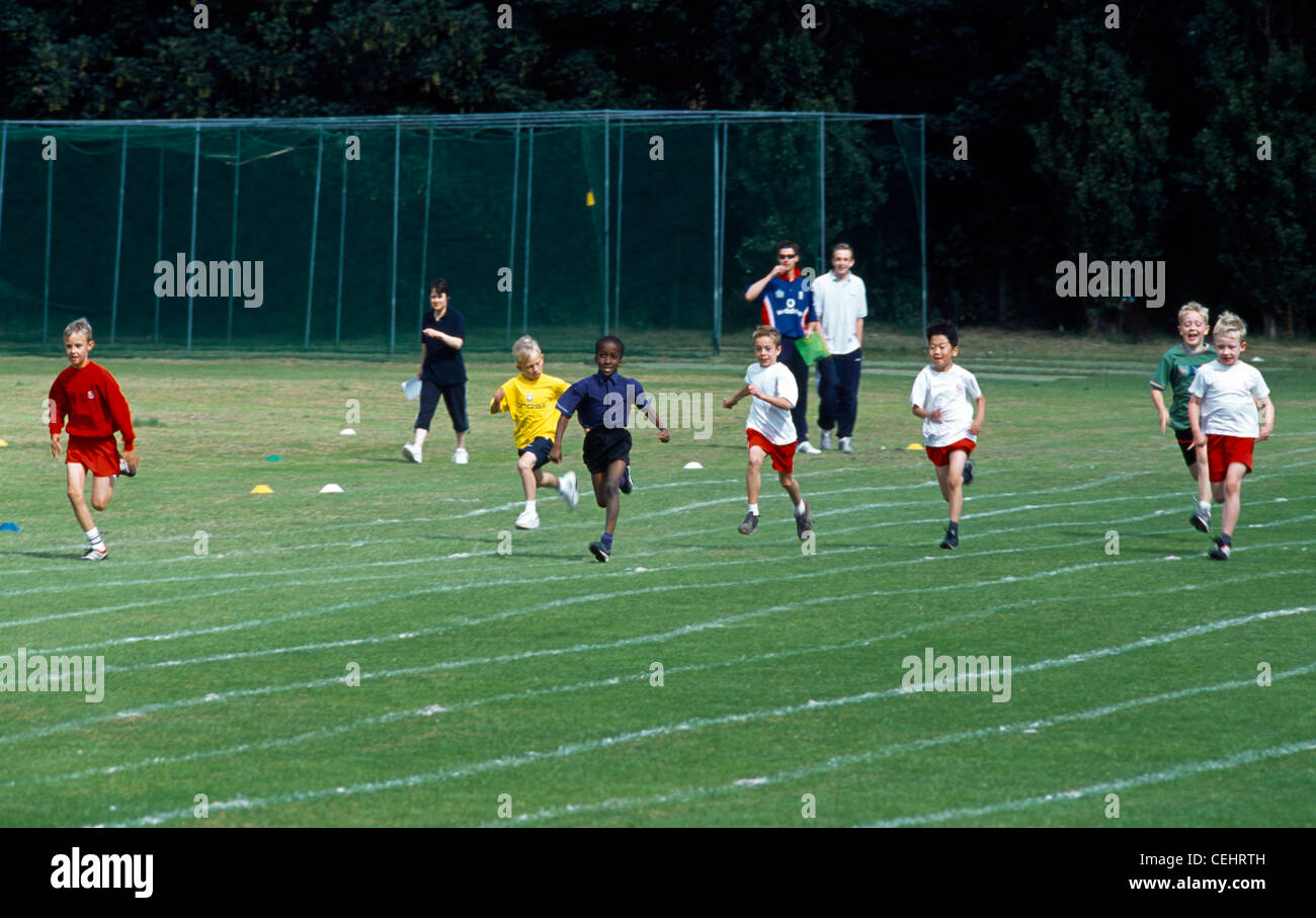 Primary School Sports Day Children Running England Stock Photo - Alamy