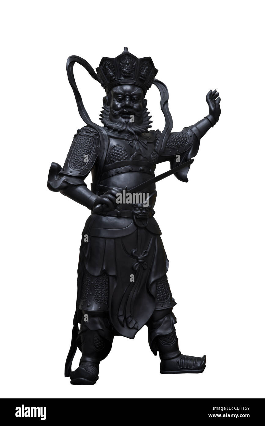 Chinese god statue in chinese temple on white background Stock Photo ...