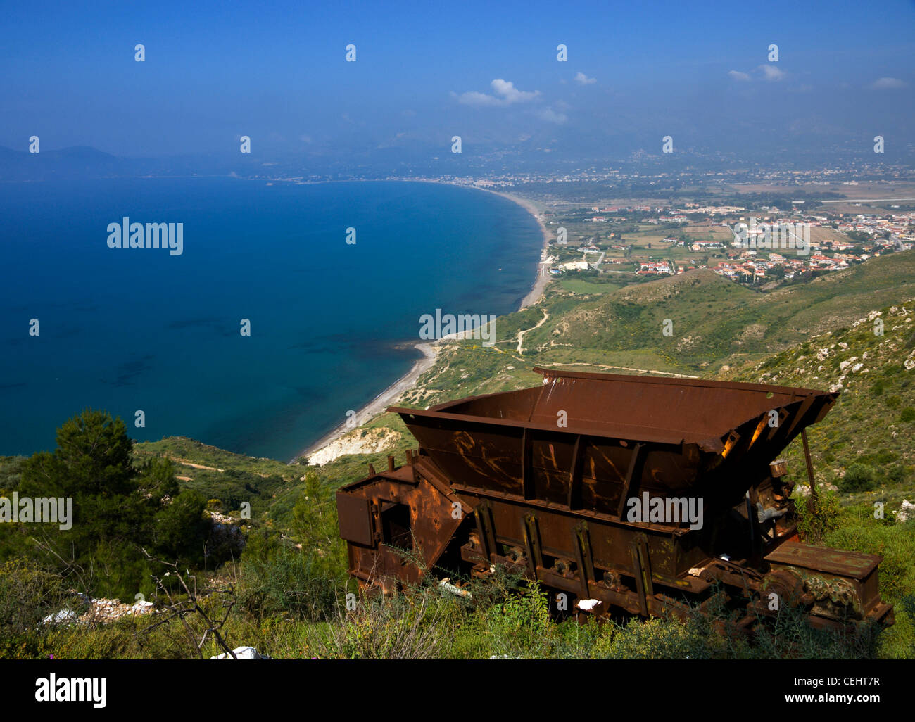 old quarry truck with langanas bay in distance mount skopos zante ...