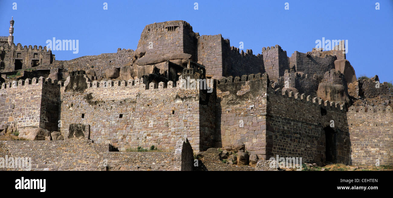 golcaonda fort ramparts and moat india hyderabad tourism Stock Photo ...
