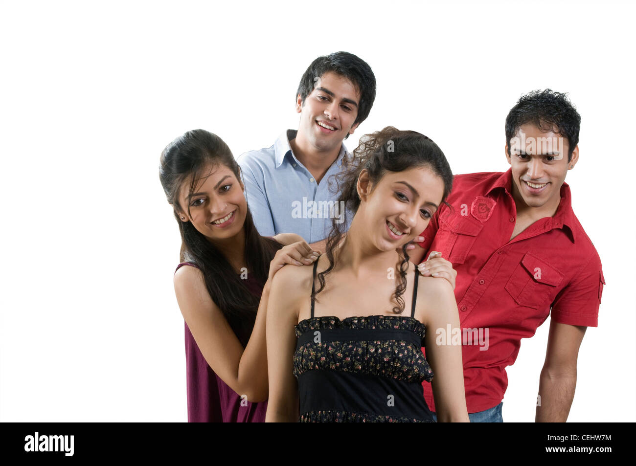 happy four friends Stock Photo - Alamy