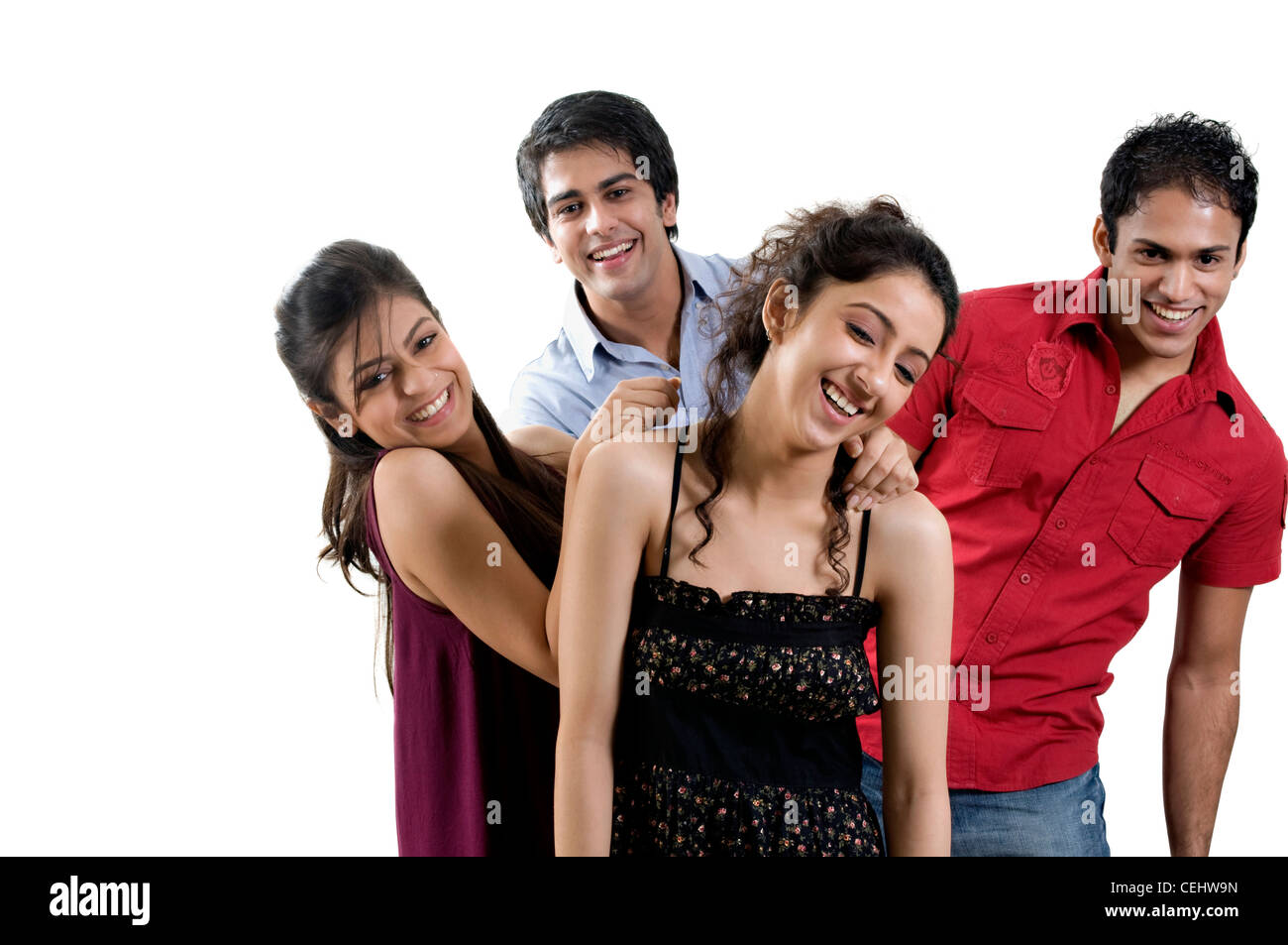 happy four friends Stock Photo - Alamy