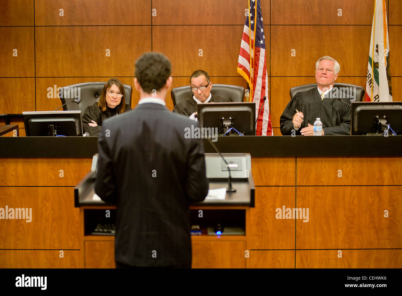 A real judge responds to a student's argument at the law school of the ...