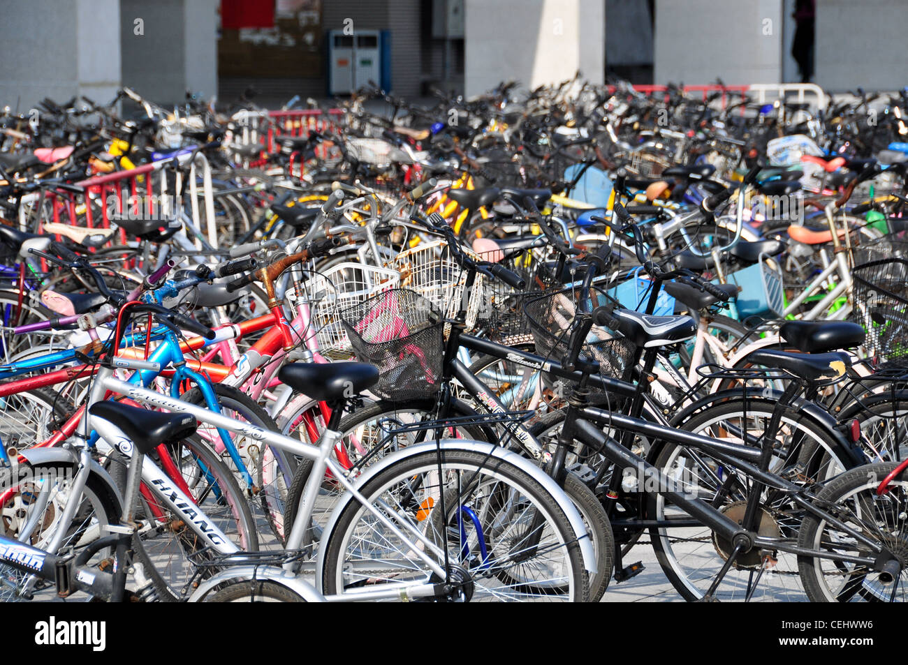 Bike stand in university Stock Photo - Alamy