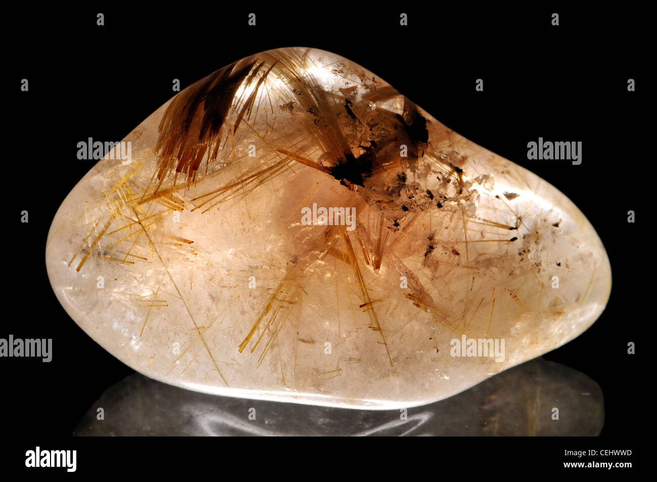 Rutilated Quartz (Quartz with needle-like inclusions of Rutile ...