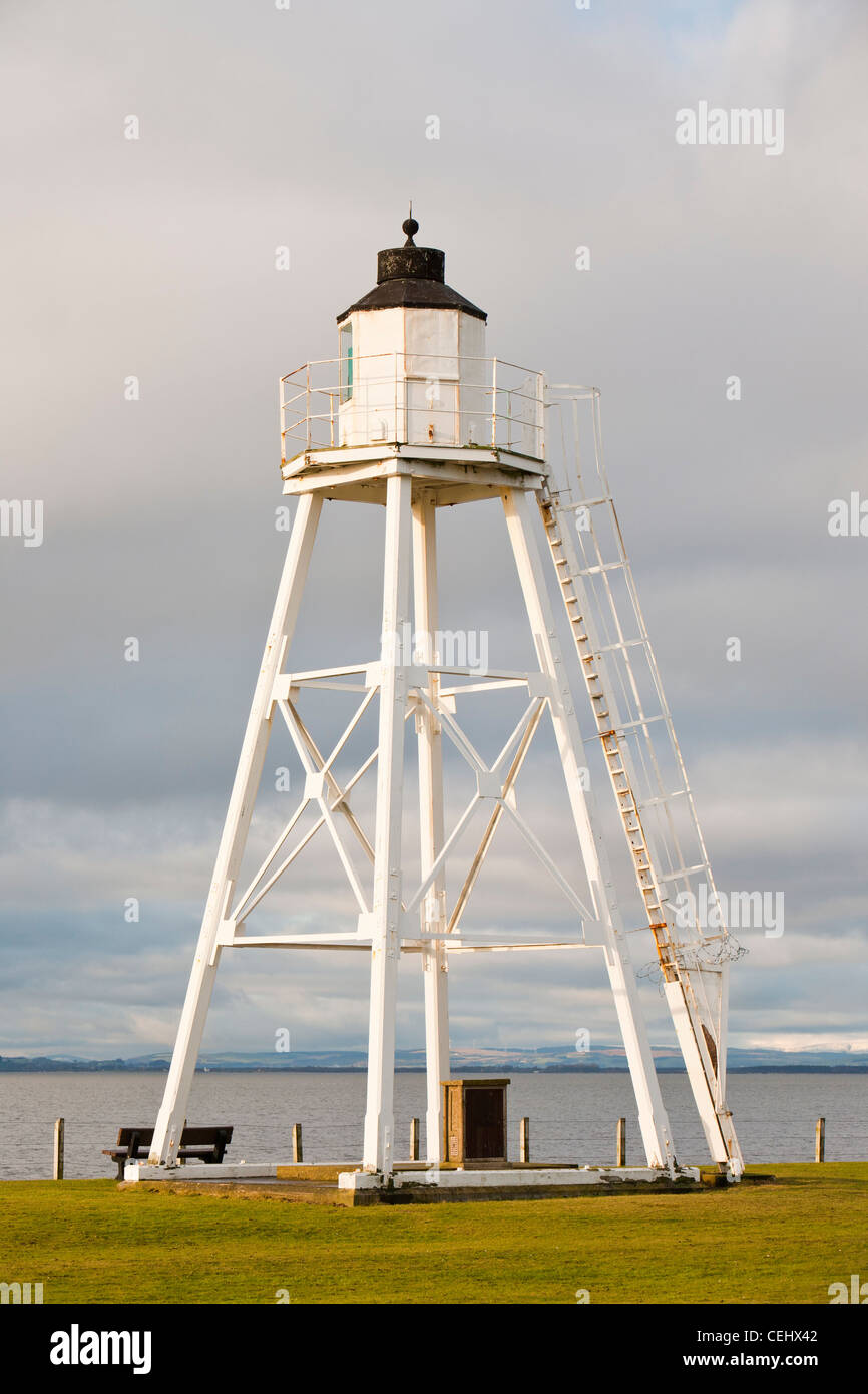 An old light house on the Solway coast at Silloth, Cumbria, UK, looking ...