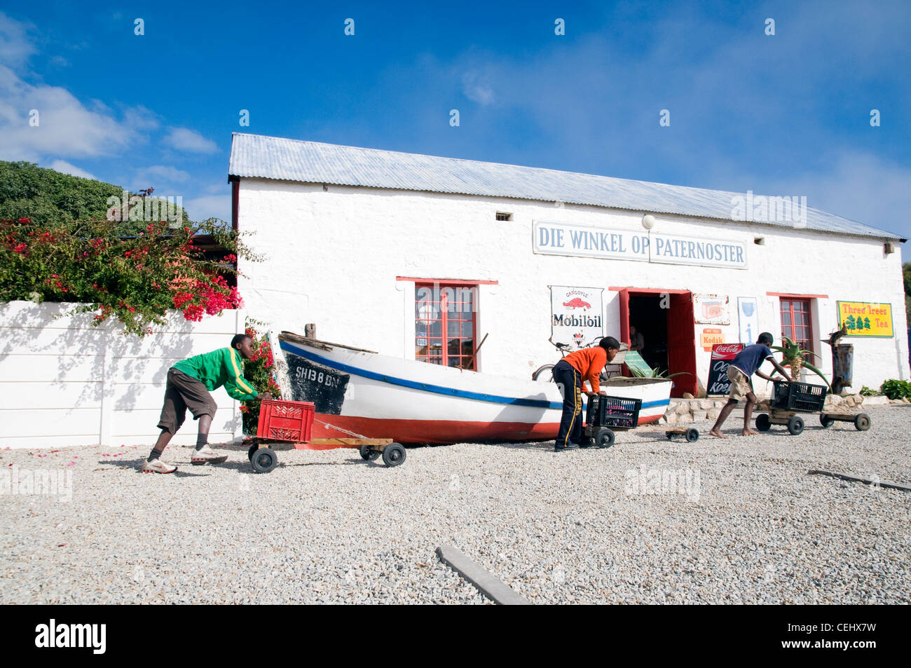Locals outside shop,Paternoster,West Coast,Western Cape Province Stock ...