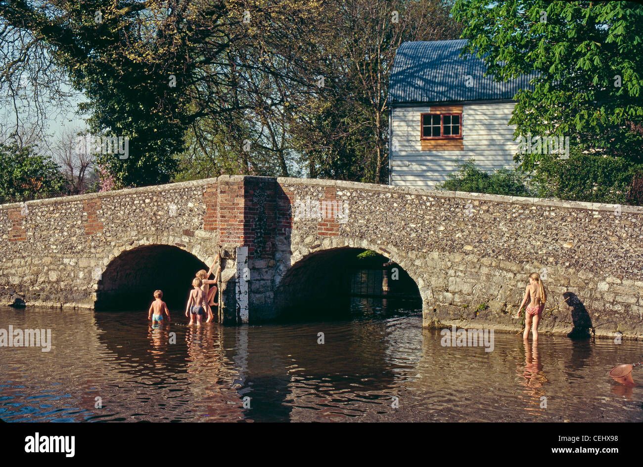 Eynsford, Kent The ford and medieval bridge Stock Photo - Alamy