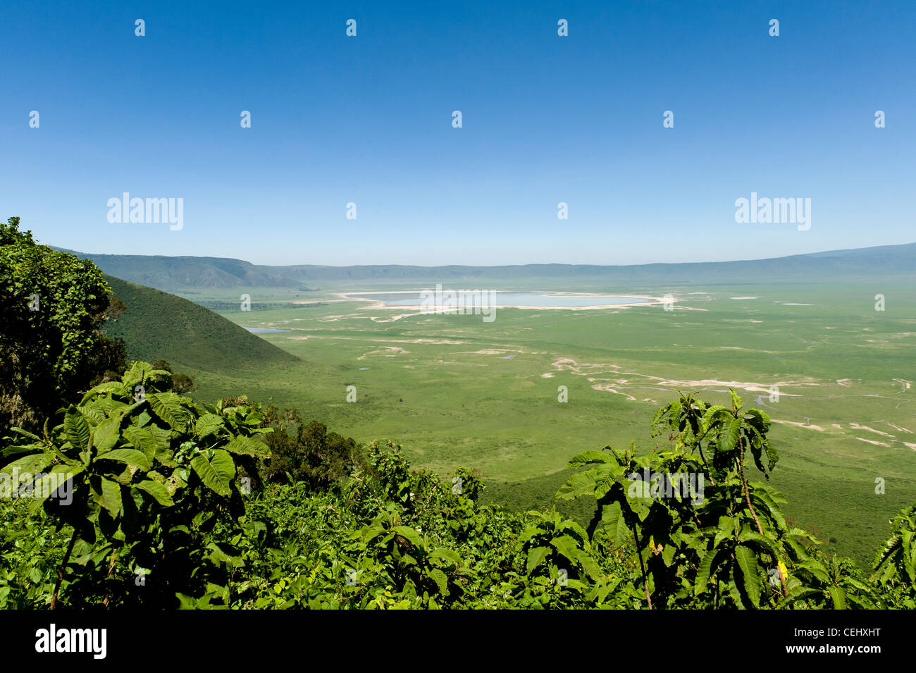 Ngorongoro Crater panoramic view from the viewpoint Tanzania Stock ...
