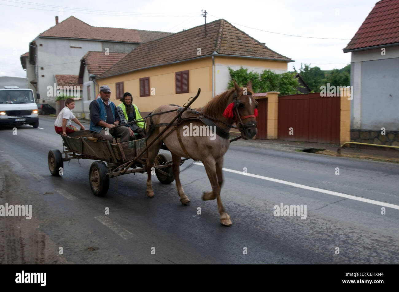 Horse and carriage, Romania Stock Photo - Alamy
