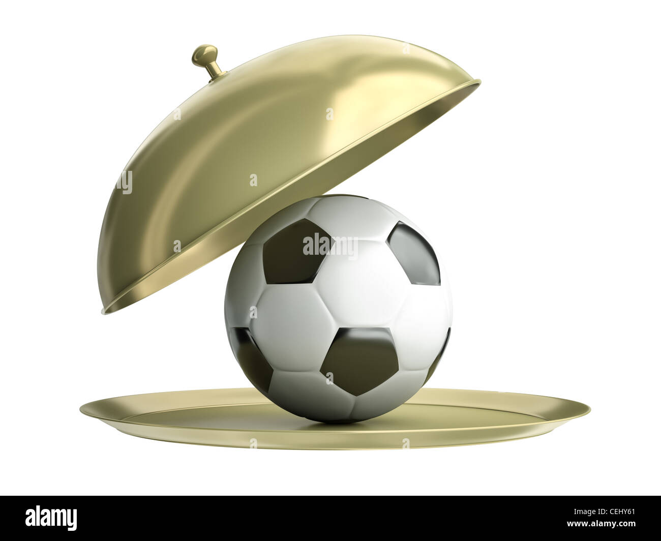 Soccer ball on a tray Stock Photo - Alamy