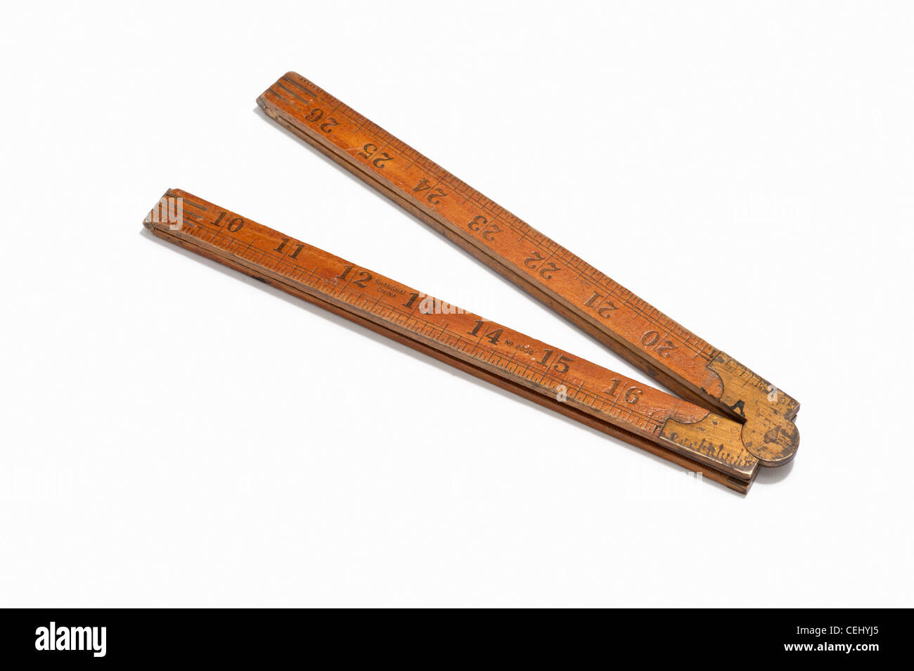 Old wooden ruler inches Cut Out Stock Images & Pictures - Alamy