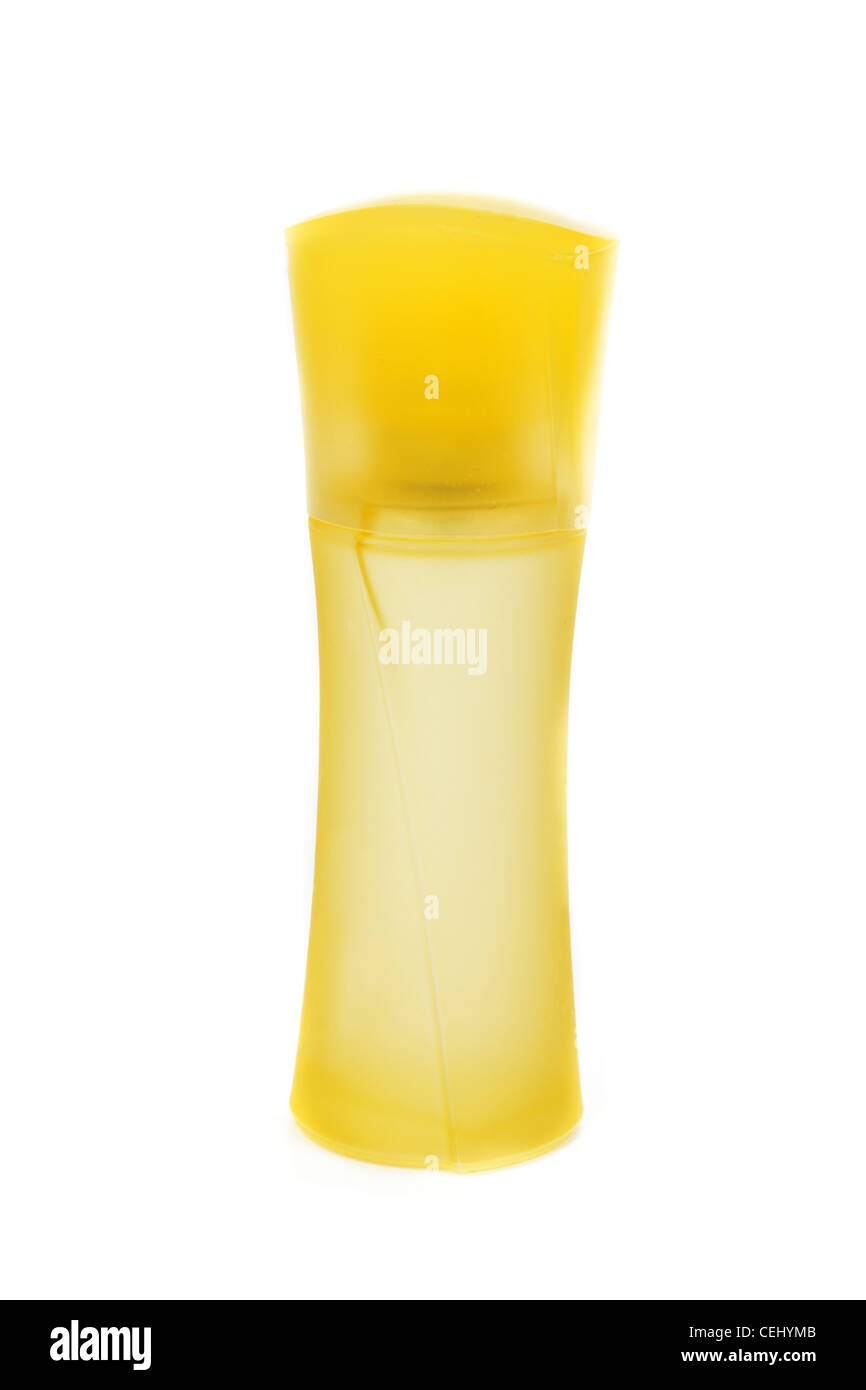 Yellow perfume bottle isolated on white background Stock Photo - Alamy