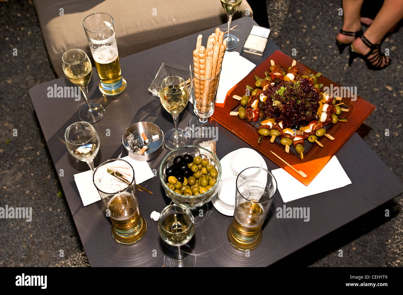 table at a wedding aperitive Stock Photo - Alamy