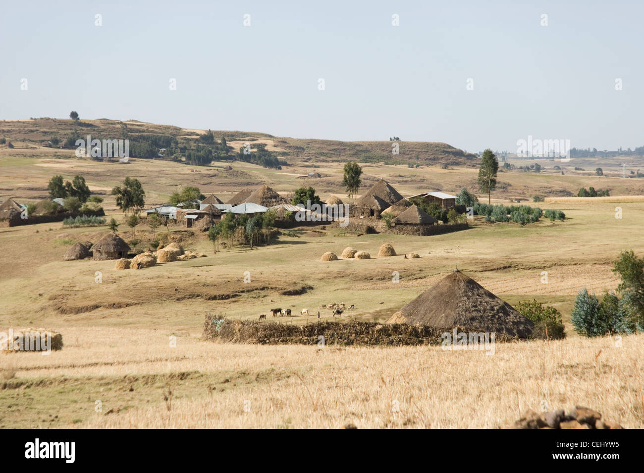 Farms and village in the countryside between Debre Libanos and Addis ...