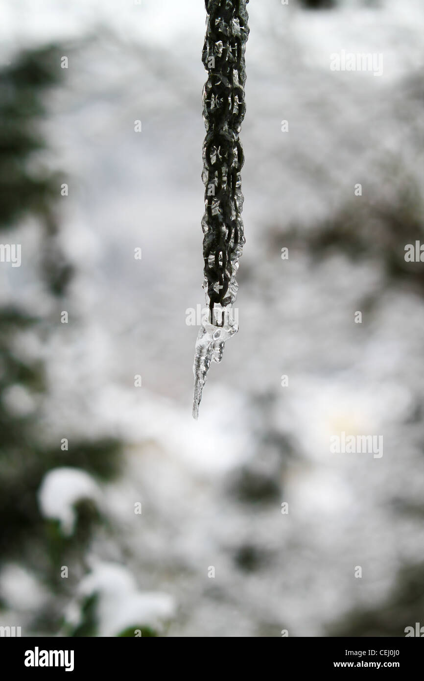View of frozen chains in the wintertime Stock Photo - Alamy
