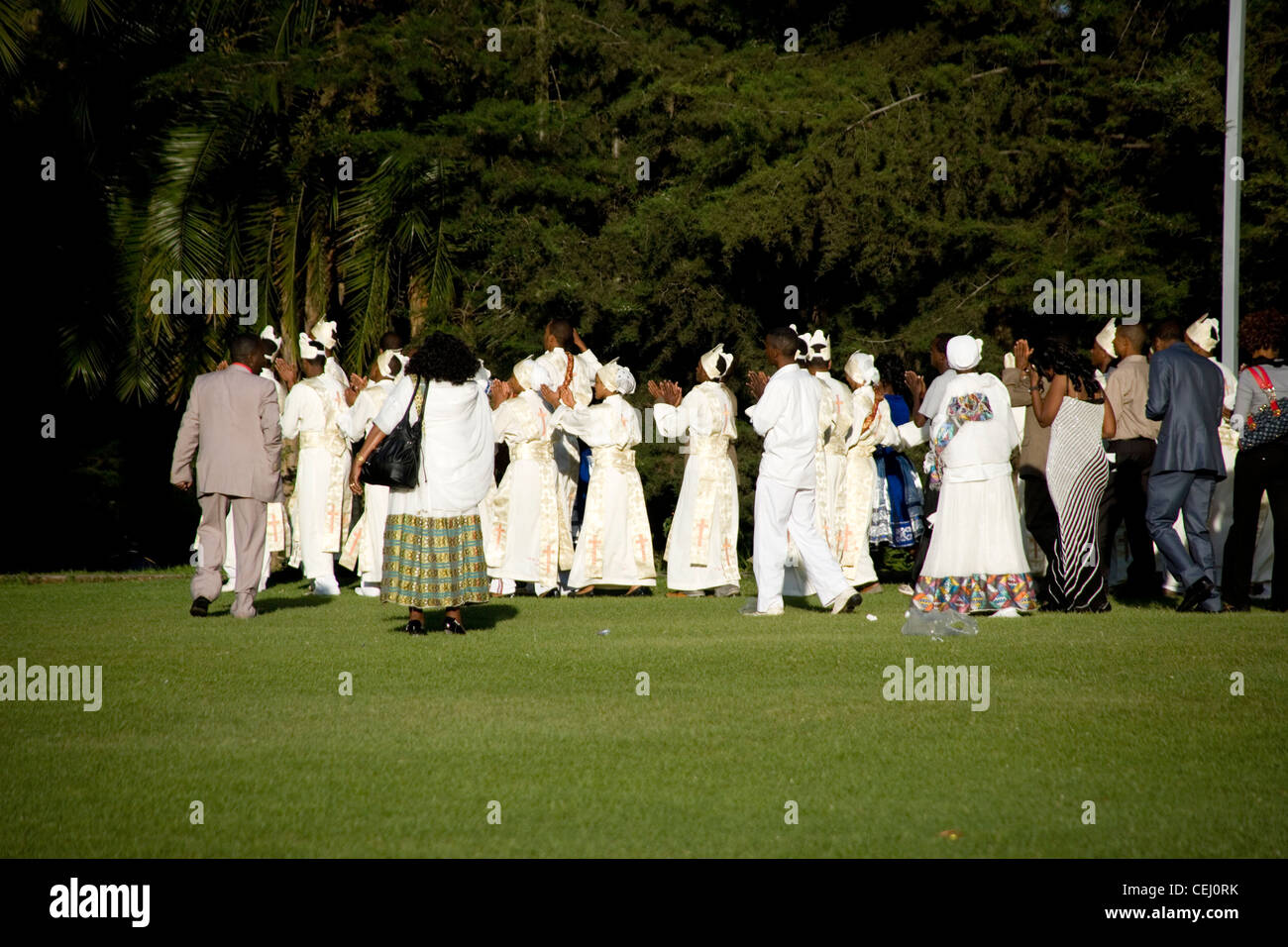 Wedding party in the gardens of the Ghion Hotel in Addis Ababa ...