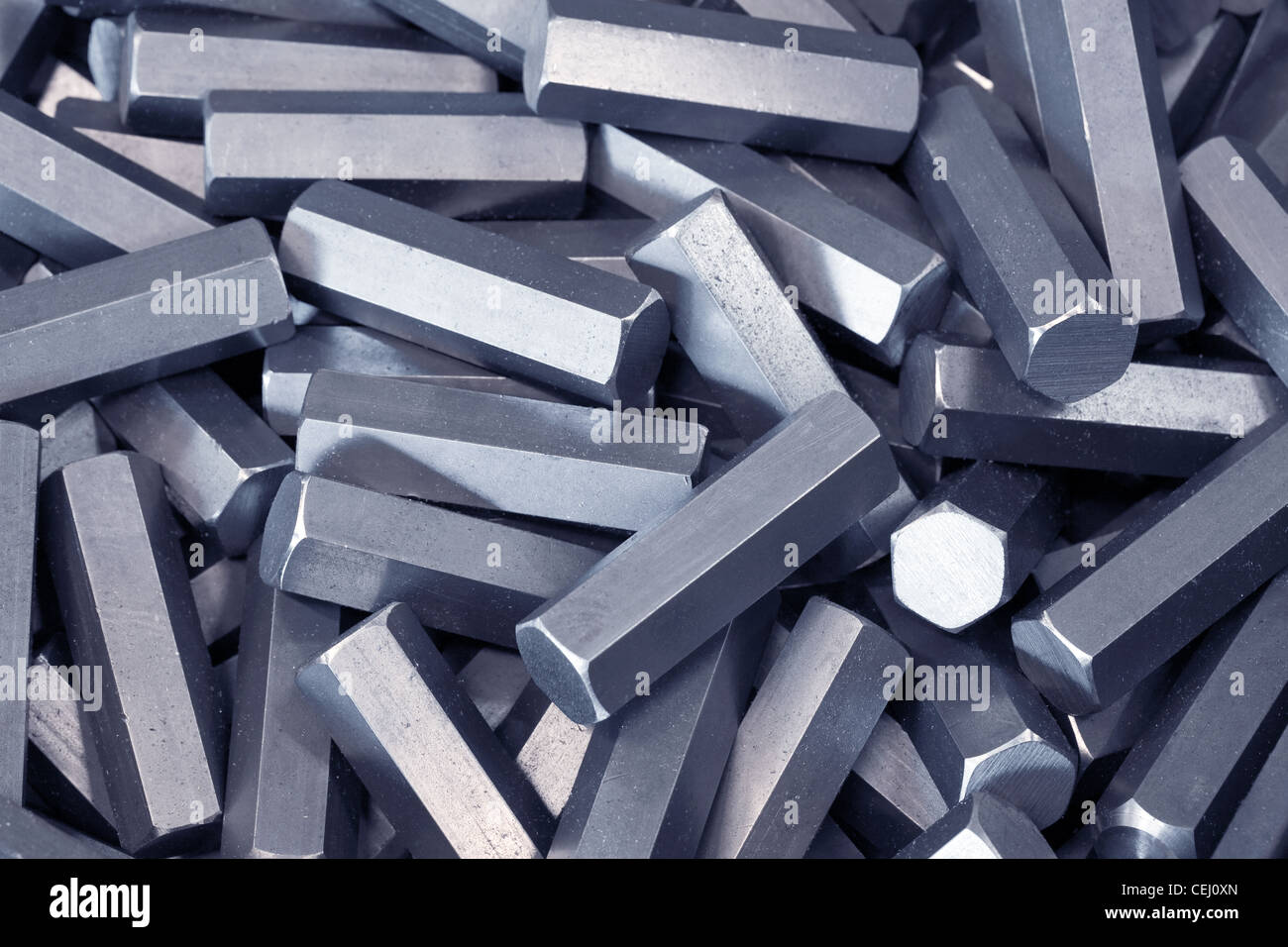 A pile of hexagon metal details Stock Photo - Alamy