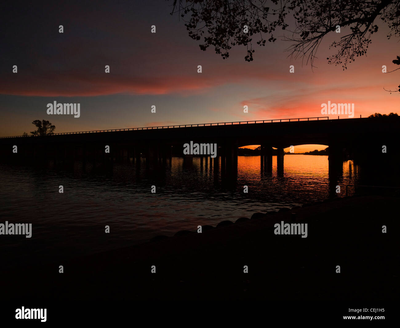 Bridge at sunset Stock Photo - Alamy