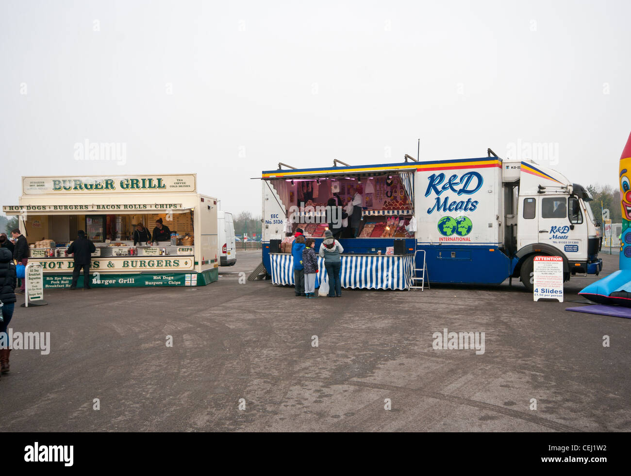 Meat Stall and Fast Food Burger Stall Blackbushe Sunday Market ...