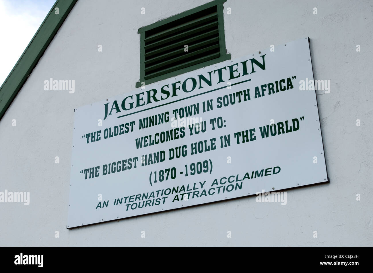 Sign at Jagersfontein mining town,Free State Province Stock Photo - Alamy