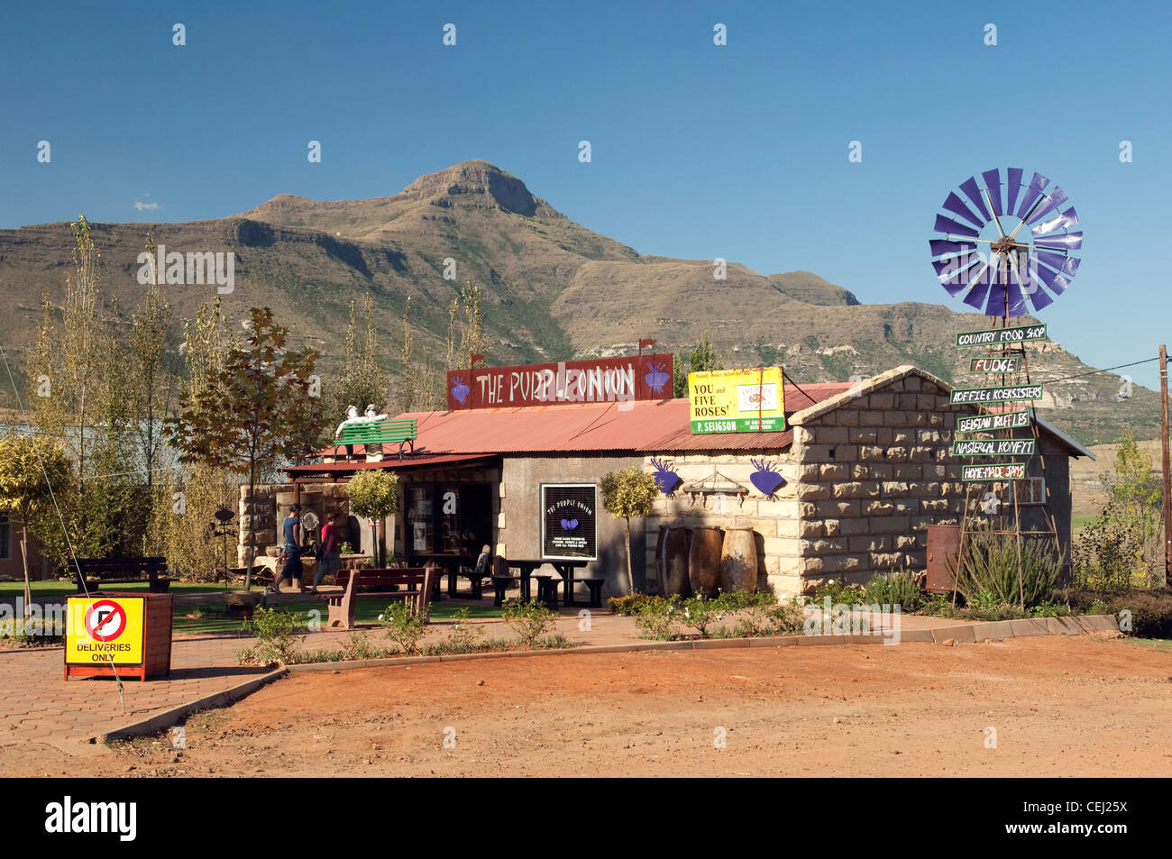 Windmill outside art gallery,Clarens,Eastern Free State Province Stock ...