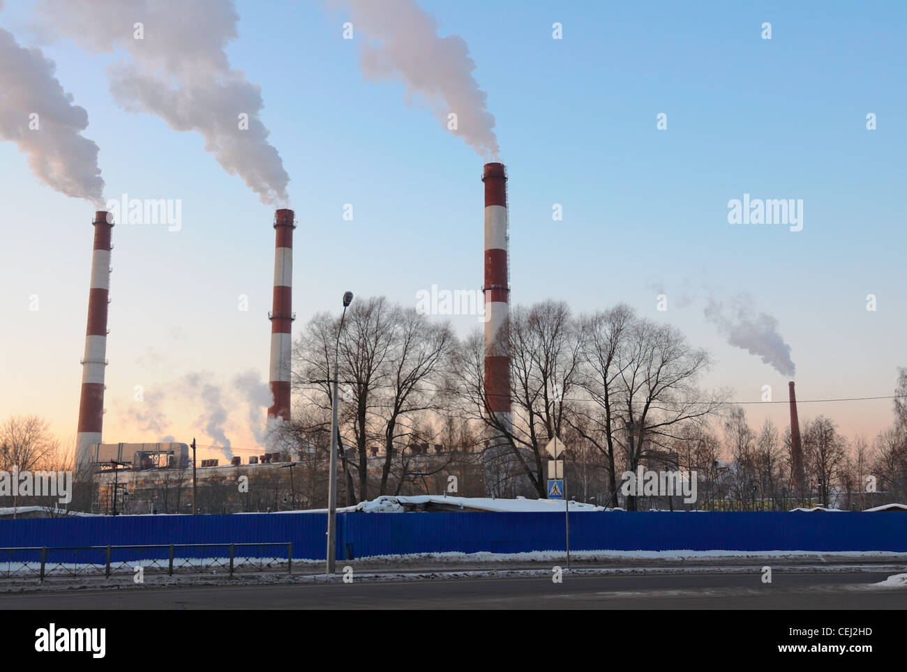 Saint-Petersburg: sunset landscape with pipes heating and energy ...