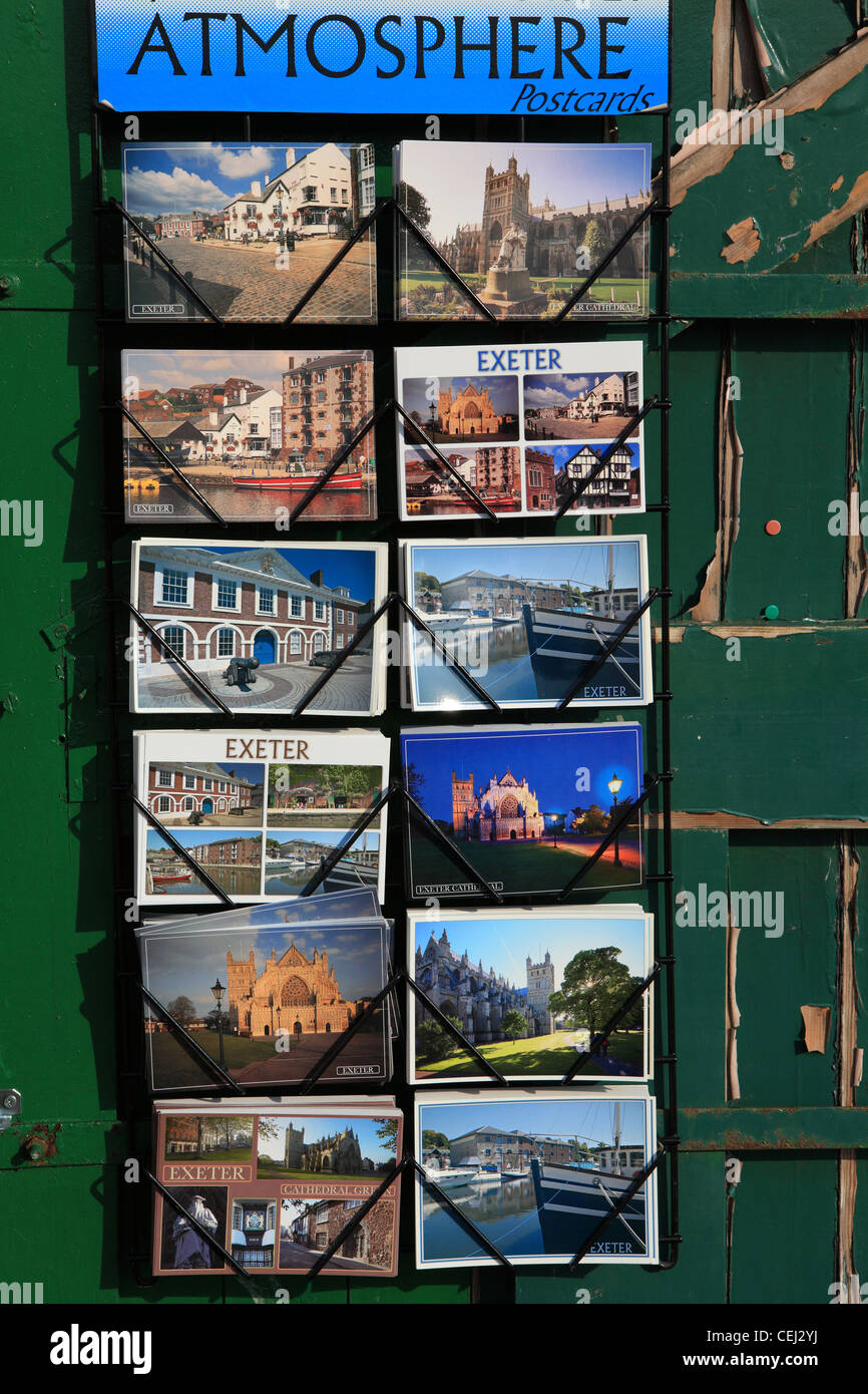 Rack of postcards, Exeter Quay, Devon, England, UK Stock Photo - Alamy