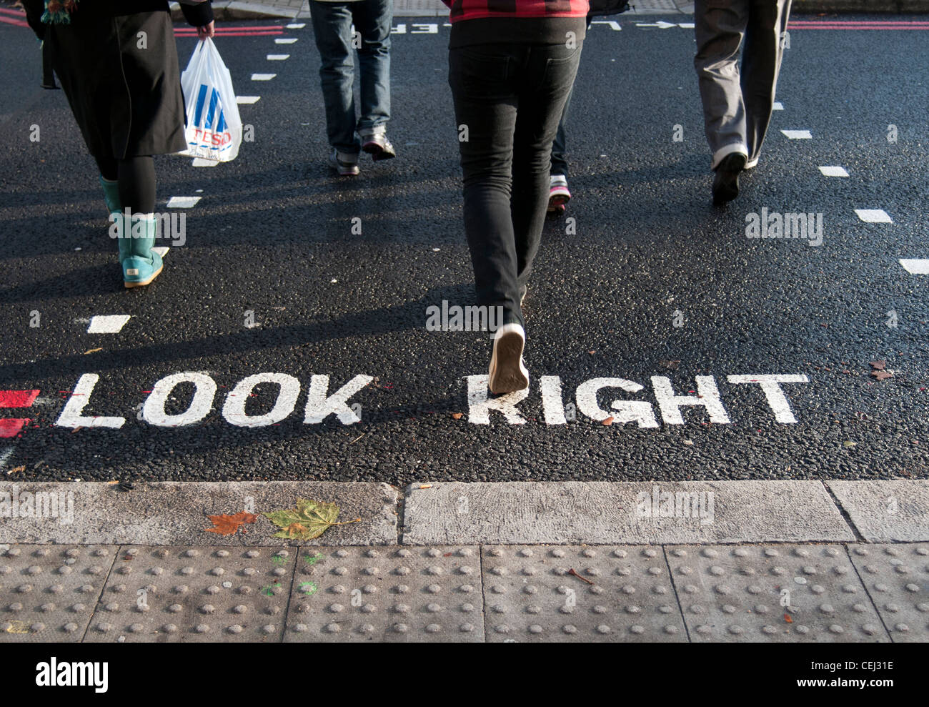 Look Right Sign painted on Road in London, England, United Kingdom ...