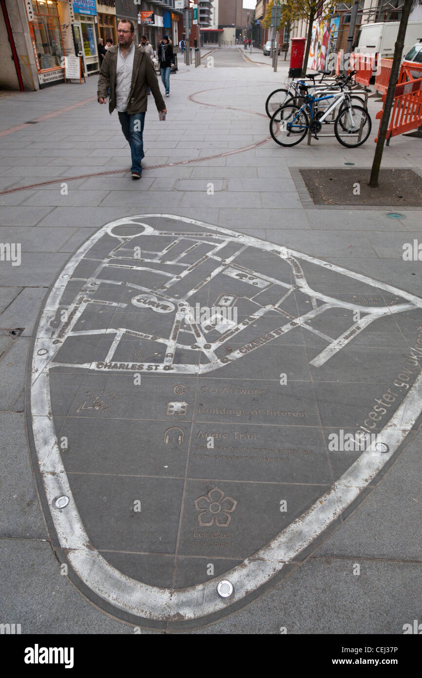 Pavement map in Leicester Stock Photo - Alamy