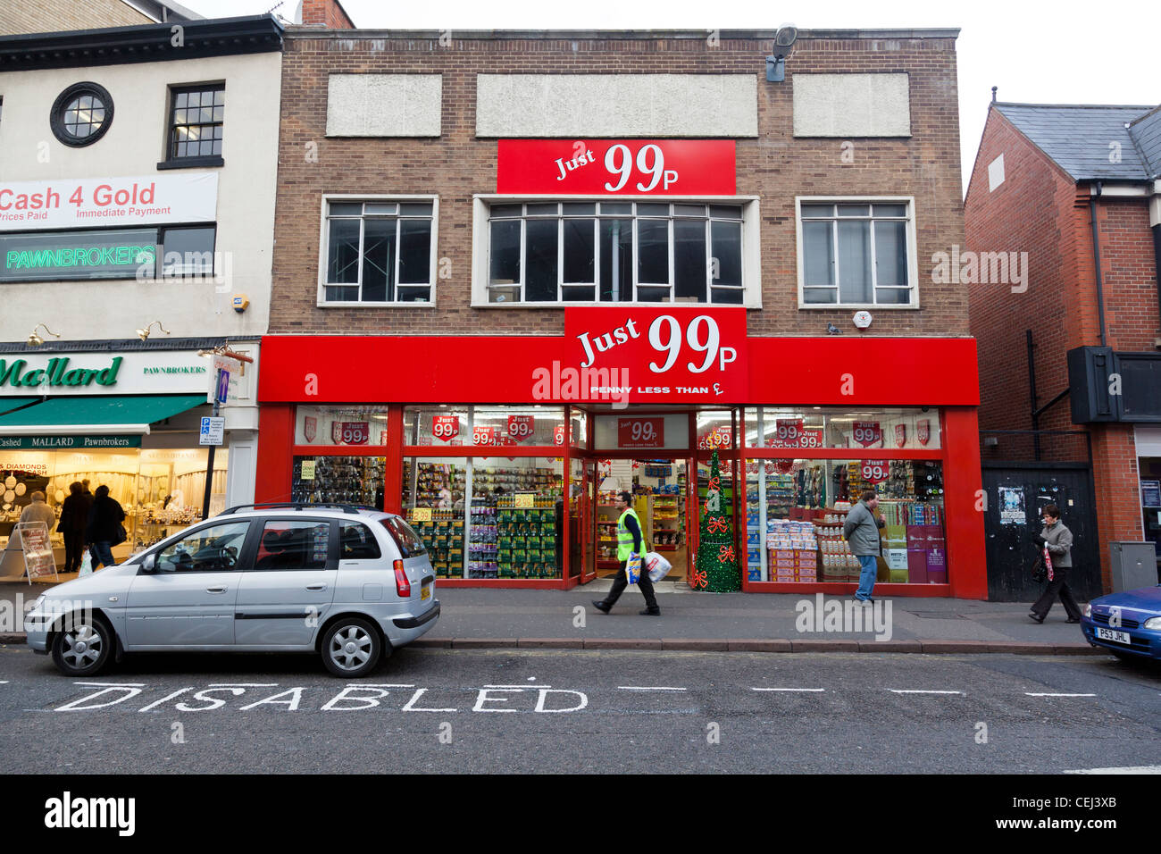 Bright red 99p (pound) shop Stock Photo - Alamy