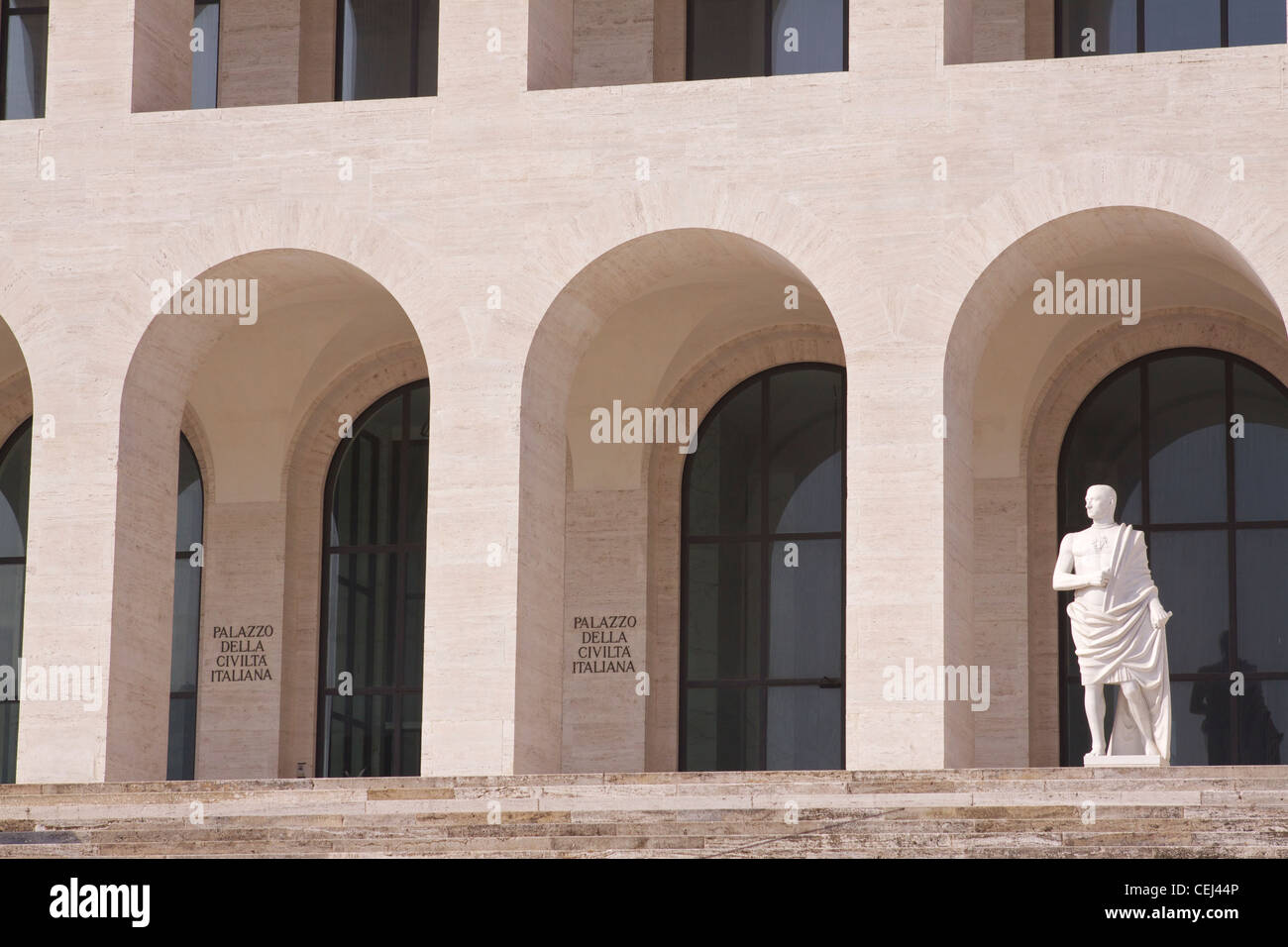 1 of a total of 28 statues at the base of the Palazzo della Civiltà ...