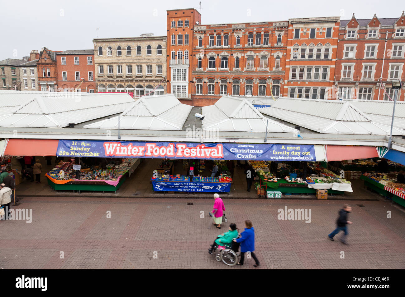 Looking down on Leicester market, the largest of its type in Europe ...
