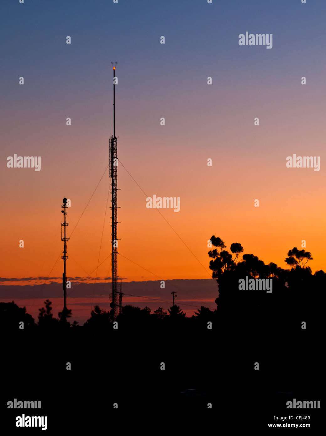 Sunset over Pacific Ocean, view from Mount Soledad in La Jolla Shores ...
