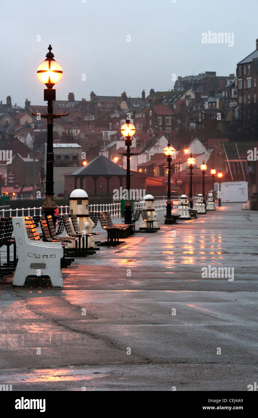 East Pier at Whitby at first light in wet weather Stock Photo - Alamy