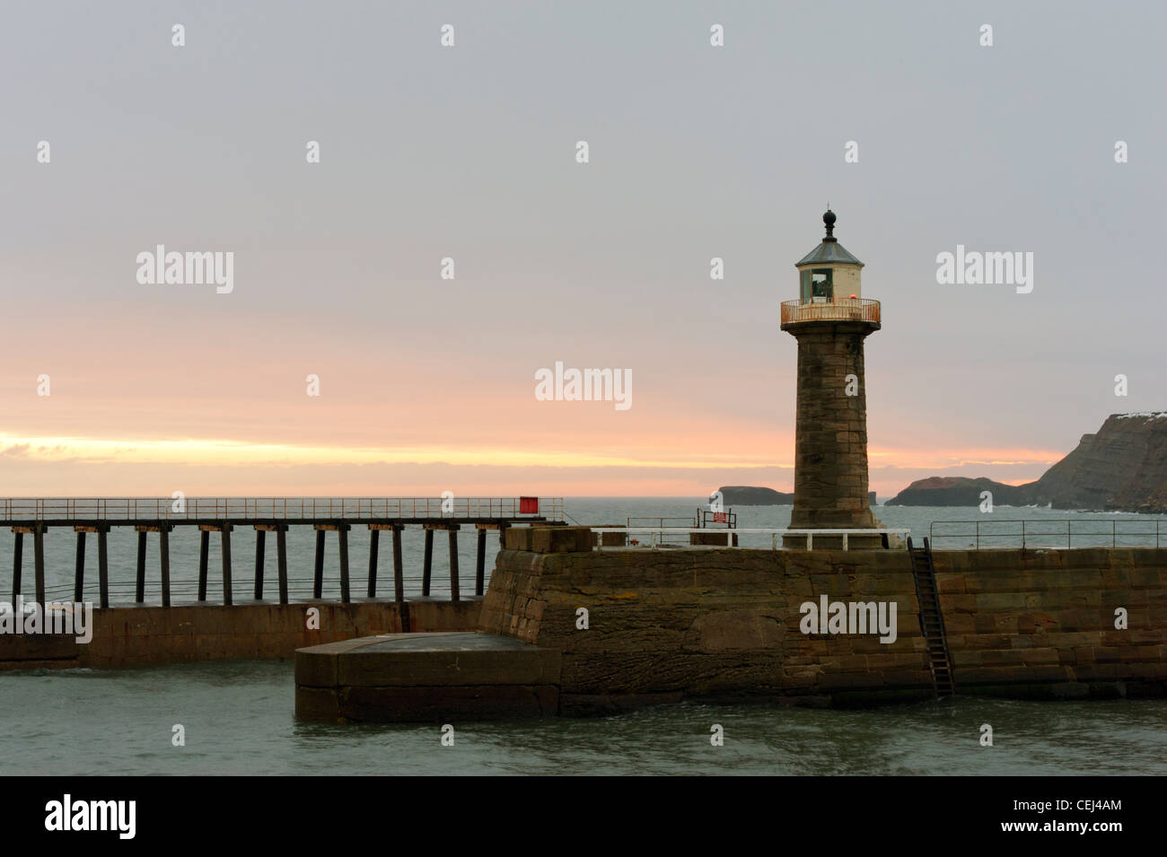 East Pier at Whitby at first light Stock Photo - Alamy