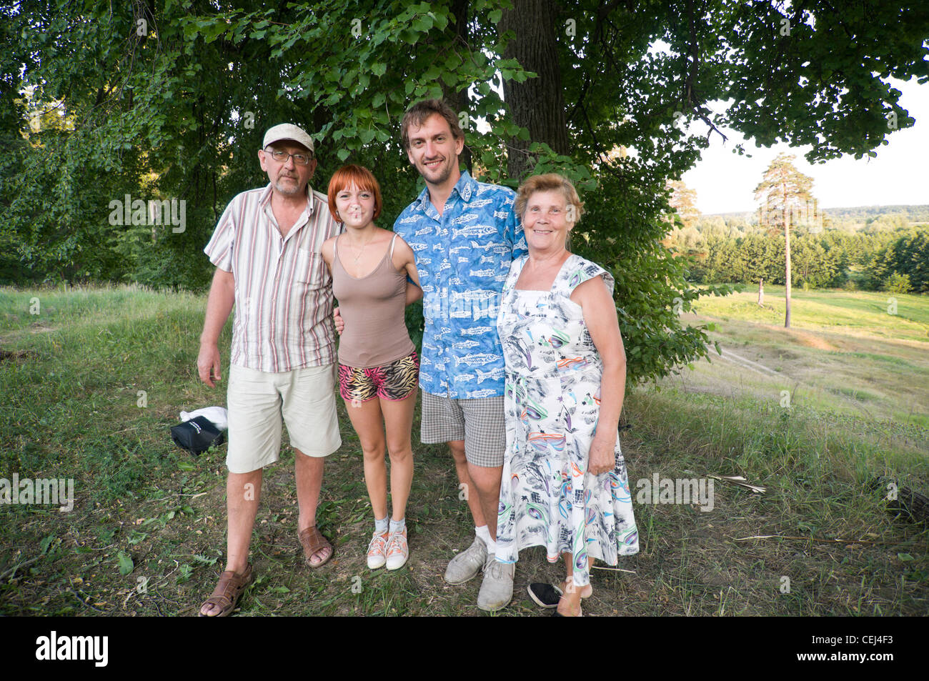 Multi generation Russian family posing at the picnic Stock Photo - Alamy