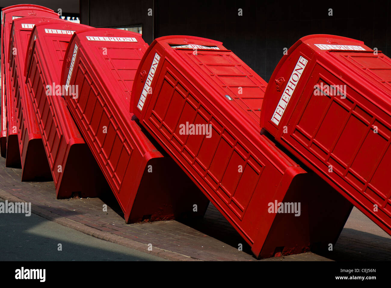 Sculpture of red telephone boxes in Kingston Upon Thames on Old London ...