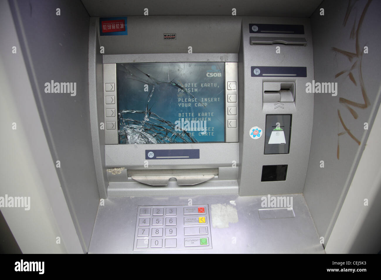 Destroyed bank cash machine Stock Photo - Alamy