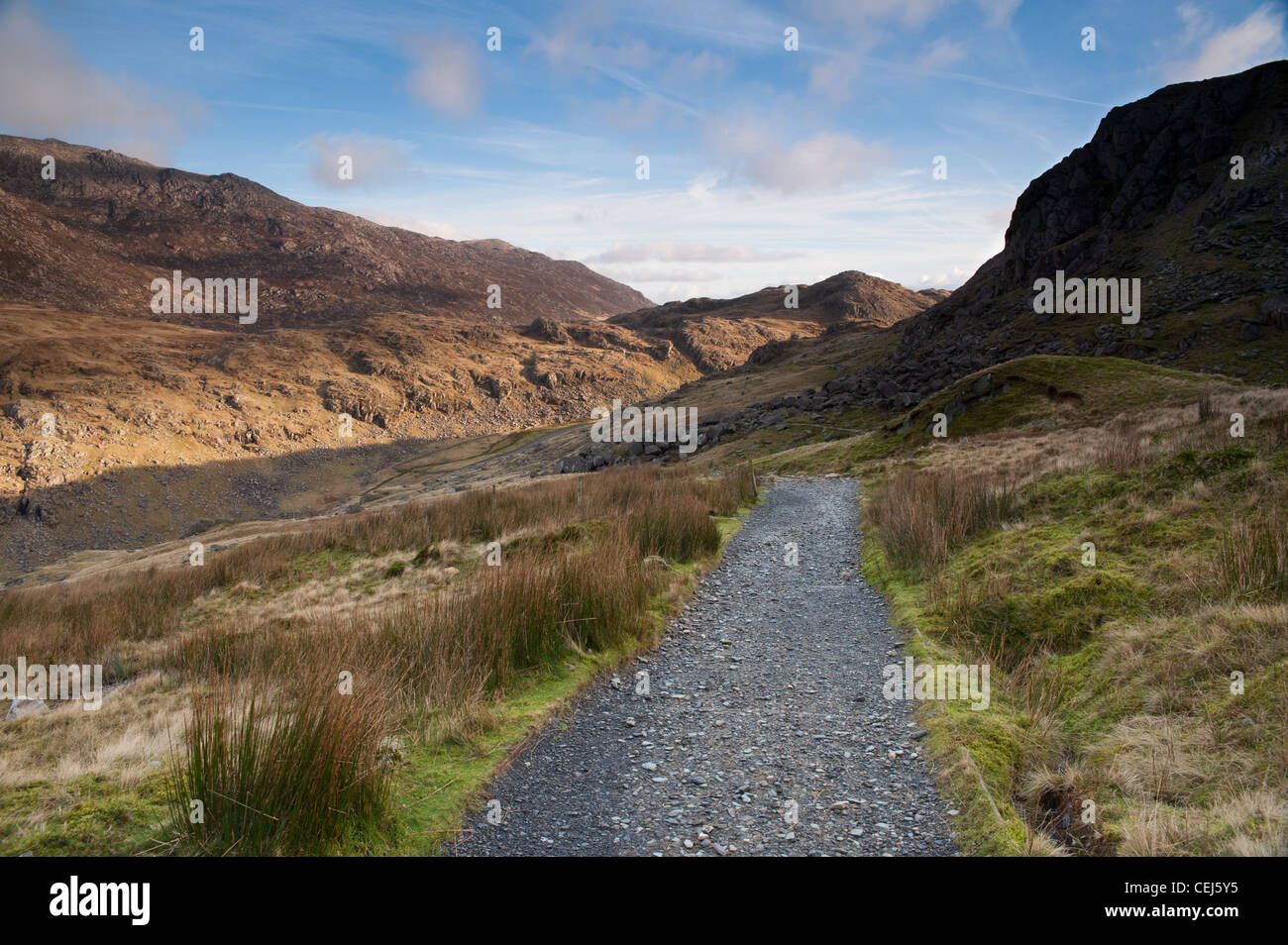 Looking back down the path, Snowdonia Stock Photo - Alamy