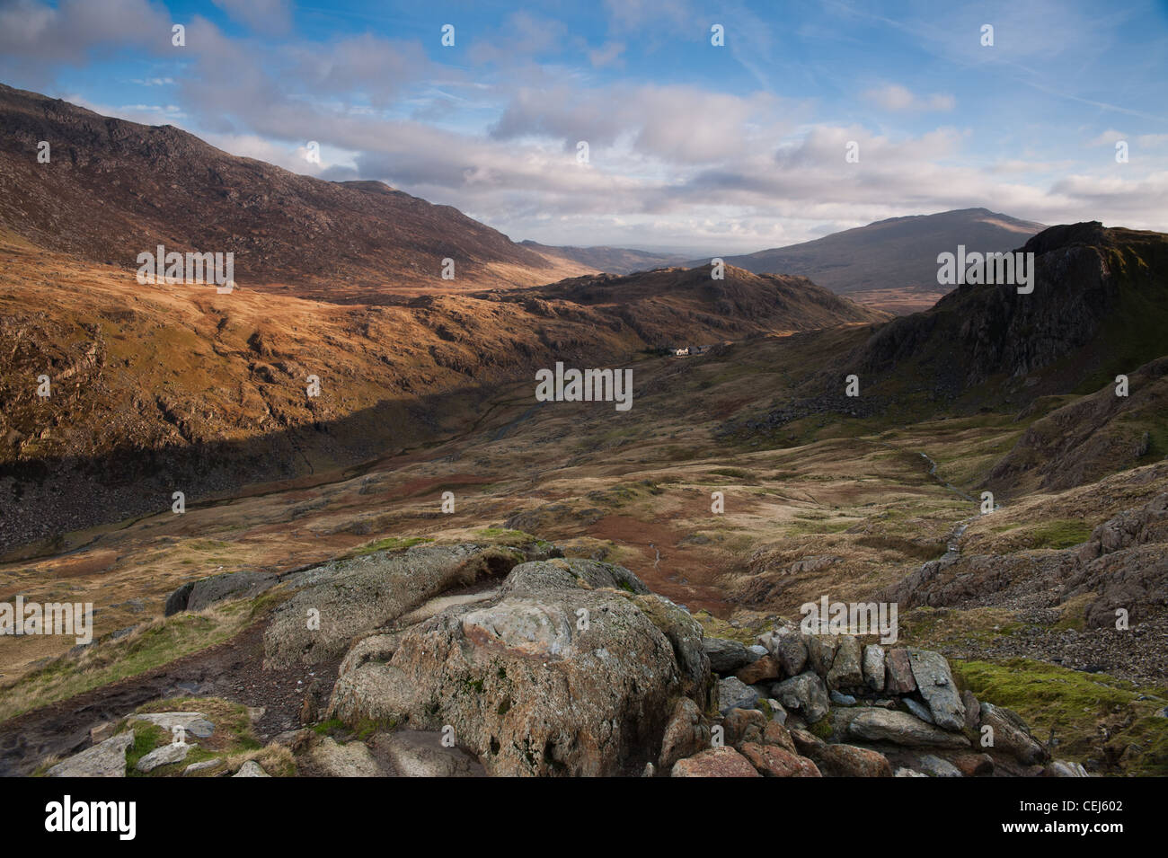 Looking back down the path, Snowdonia Stock Photo - Alamy