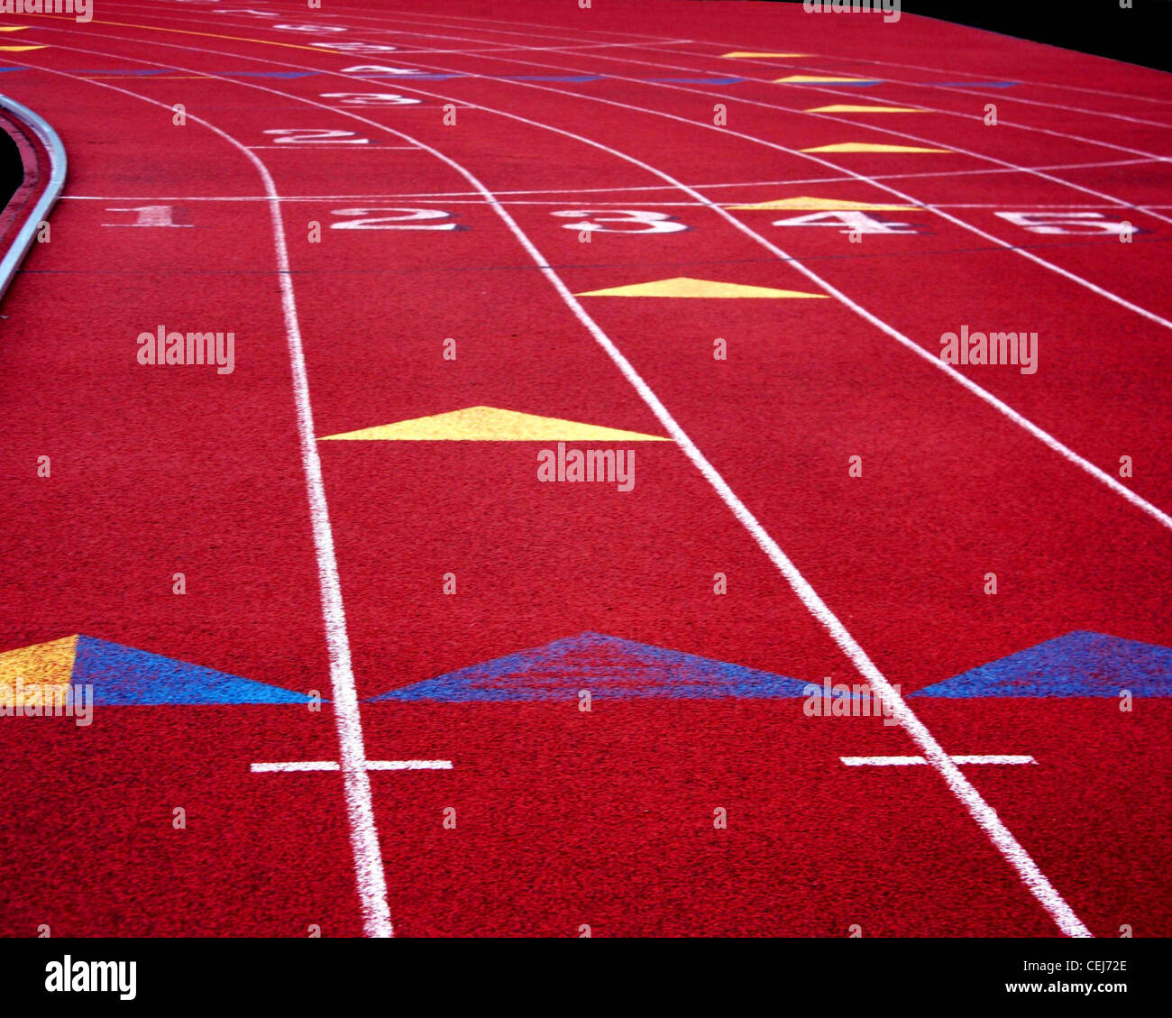 Curve Ahead on numbered lanes Stock Photo - Alamy