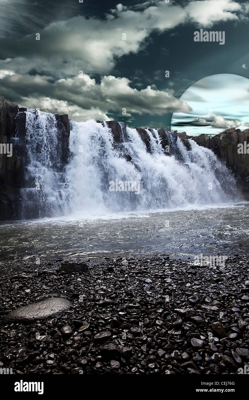 Waterfall at night Stock Photo - Alamy