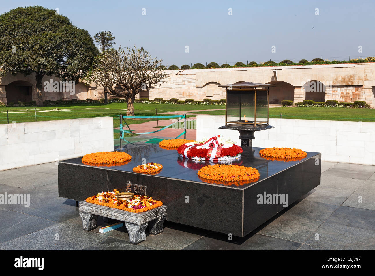 Raj Ghat, New Delhi, India: the memorial garden marking the location of ...