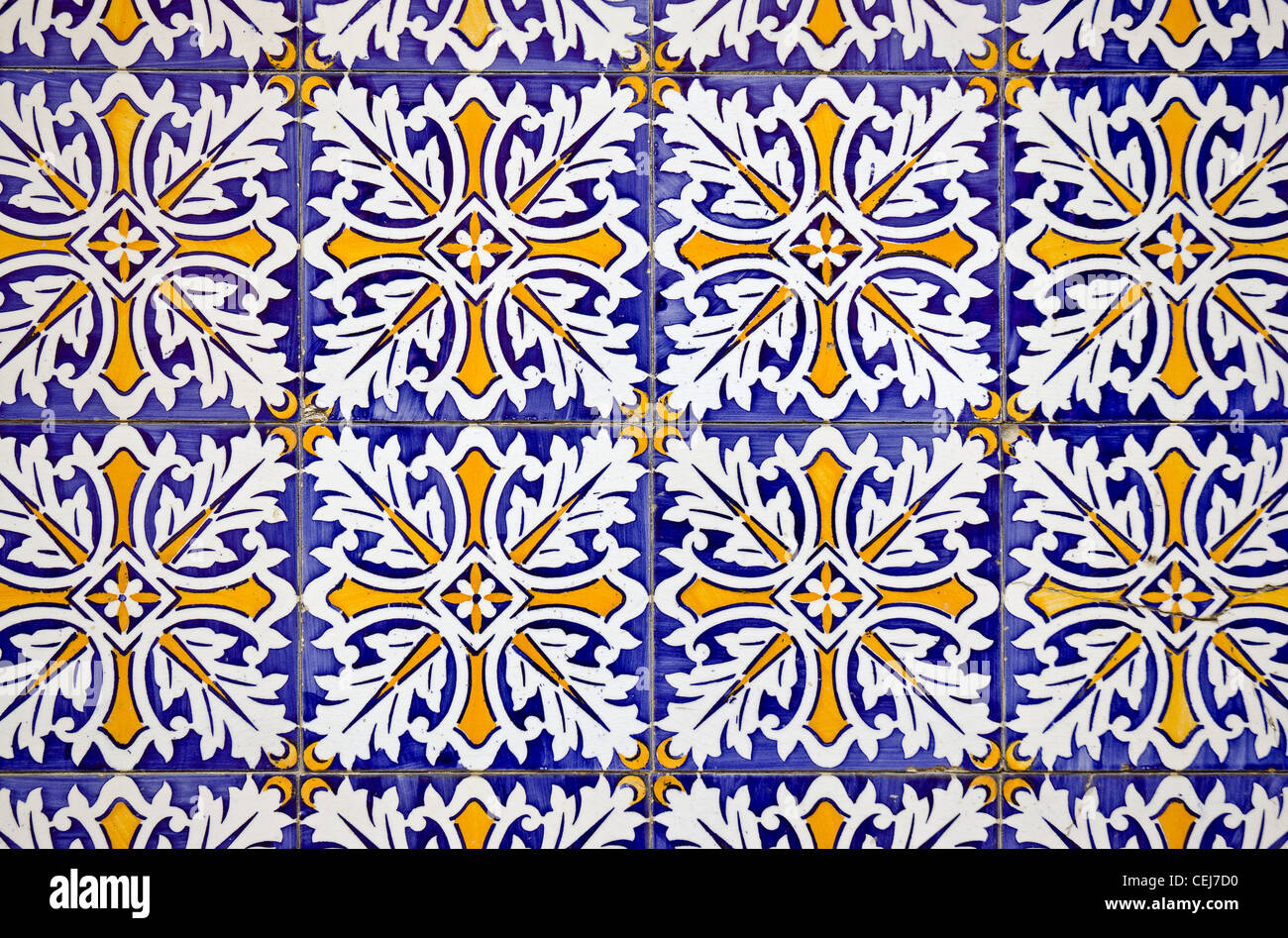 Colorful vintage spanish style ceramic tiles wall decoration Stock ...