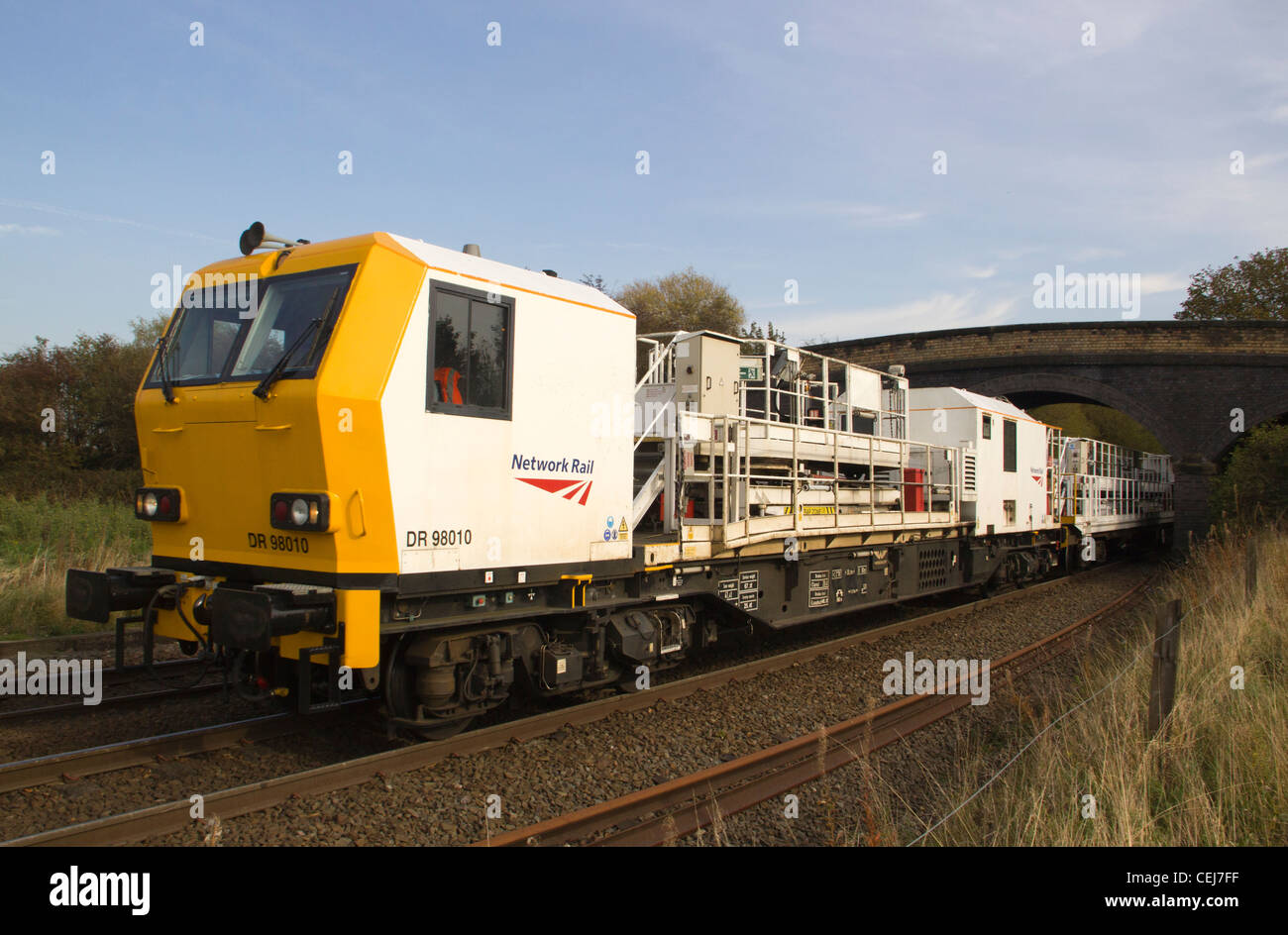 Network Rail track machine DR 98008 awaits its path onto the Derby to ...