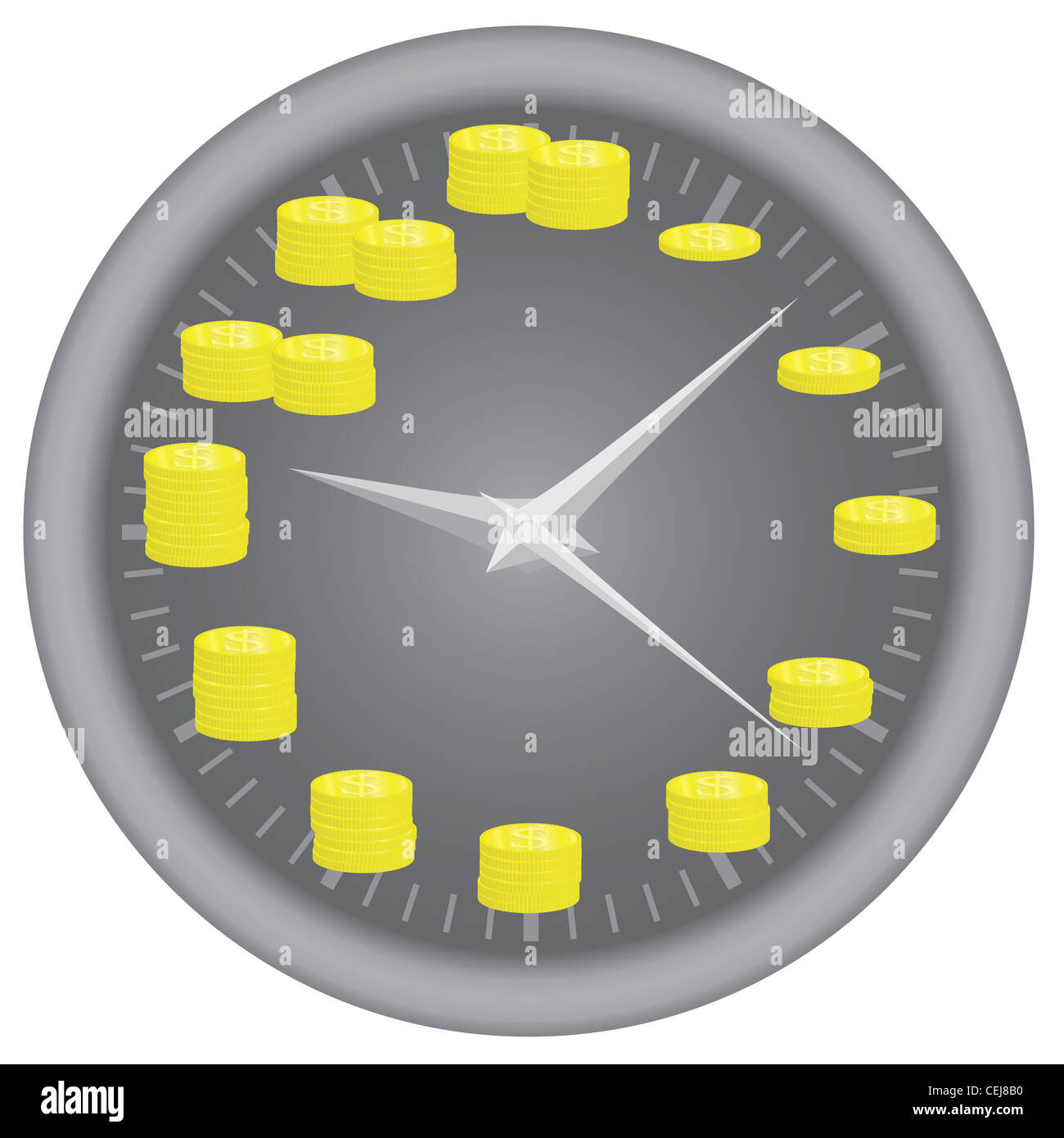 Clock on yellow wall Cut Out Stock Images & Pictures - Alamy