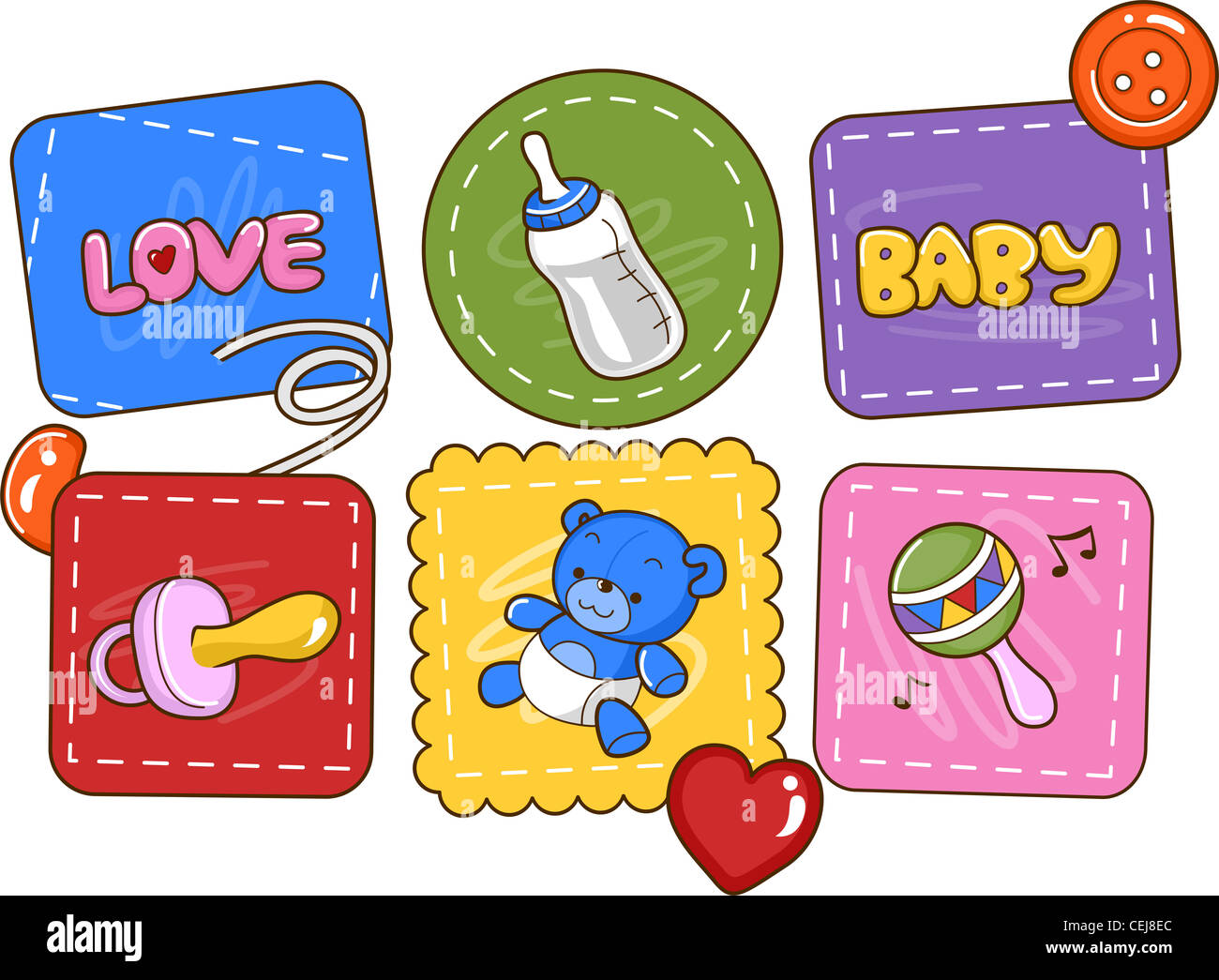 Illustration Featuring Baby Related Items Stock Photo - Alamy