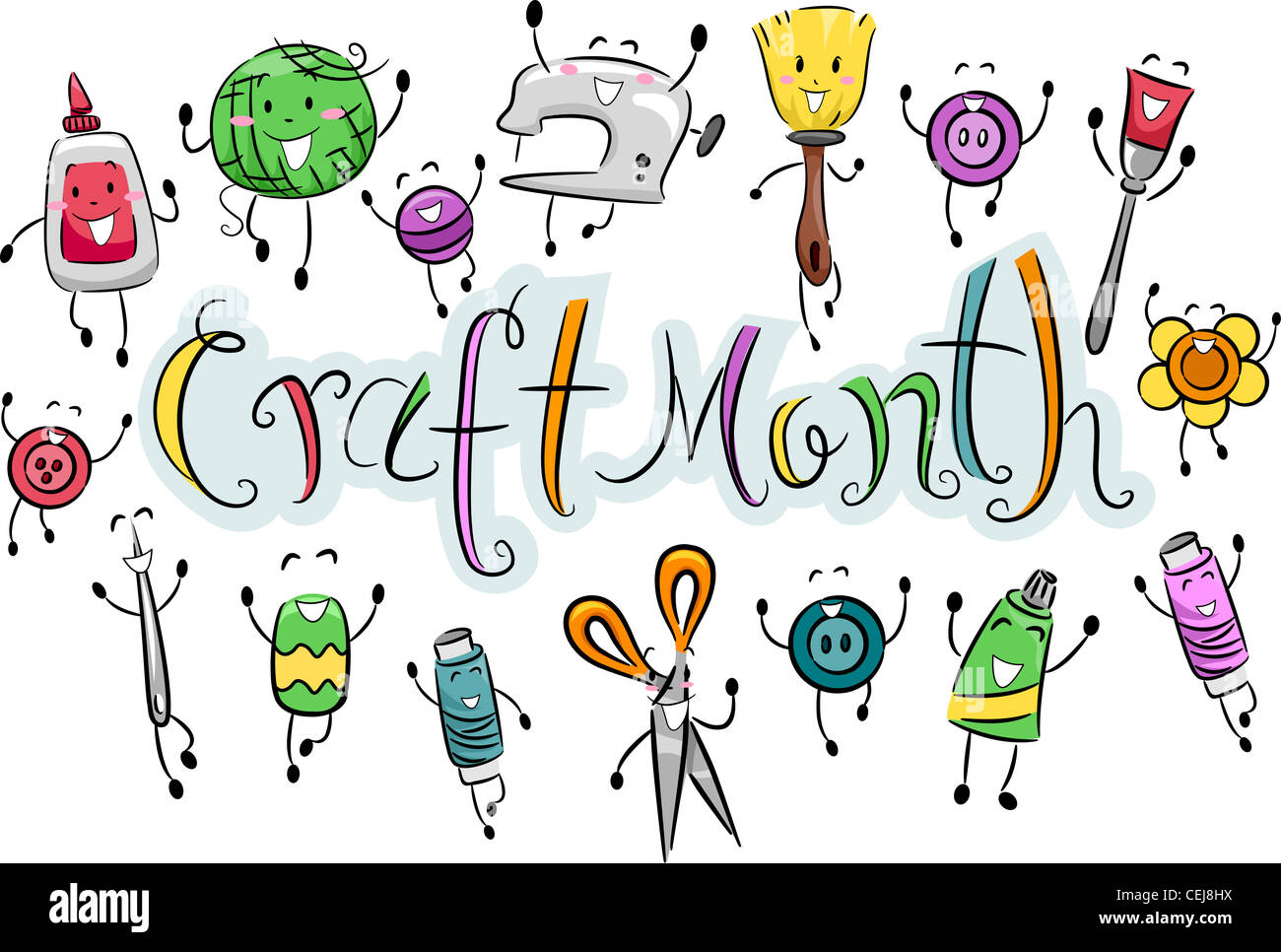 Illustration of Icons Representing Craft Month Stock Photo - Alamy