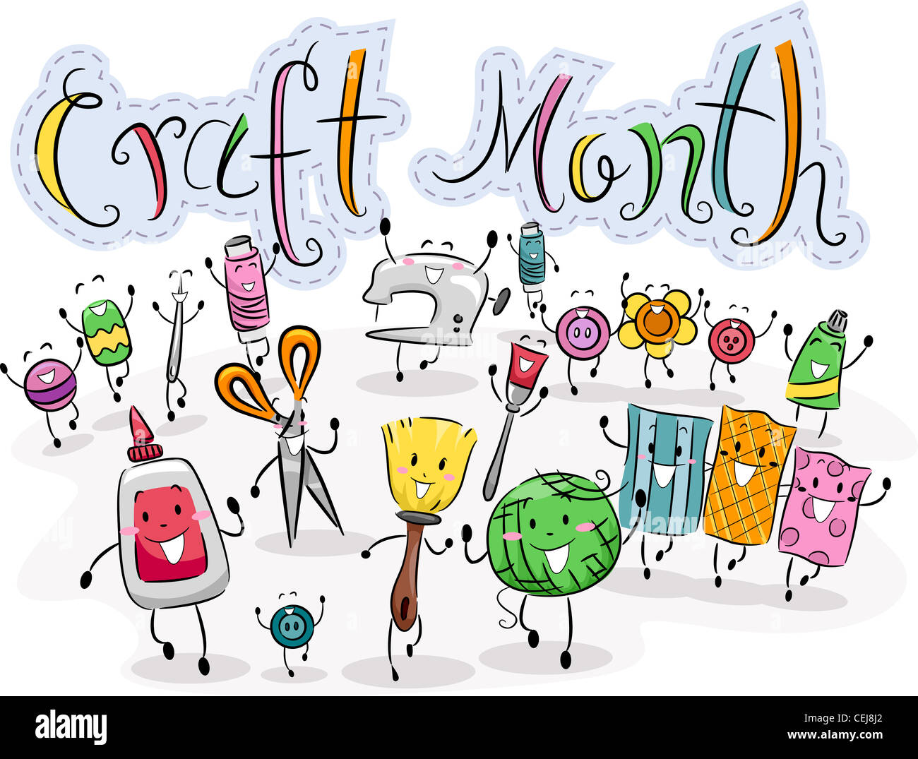 Illustration of Icons Representing Craft Month Stock Photo - Alamy